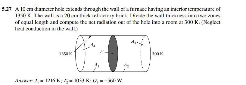 Solved 27 A 10 cm diameter hole extends through the wall of | Chegg.com