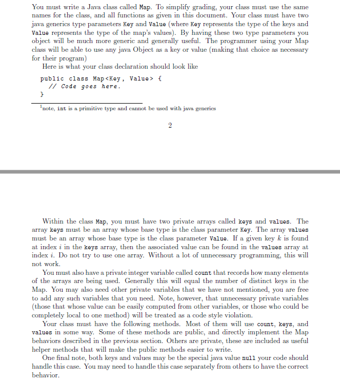 Solved You must write a Java class called Map. To simplify | Chegg.com