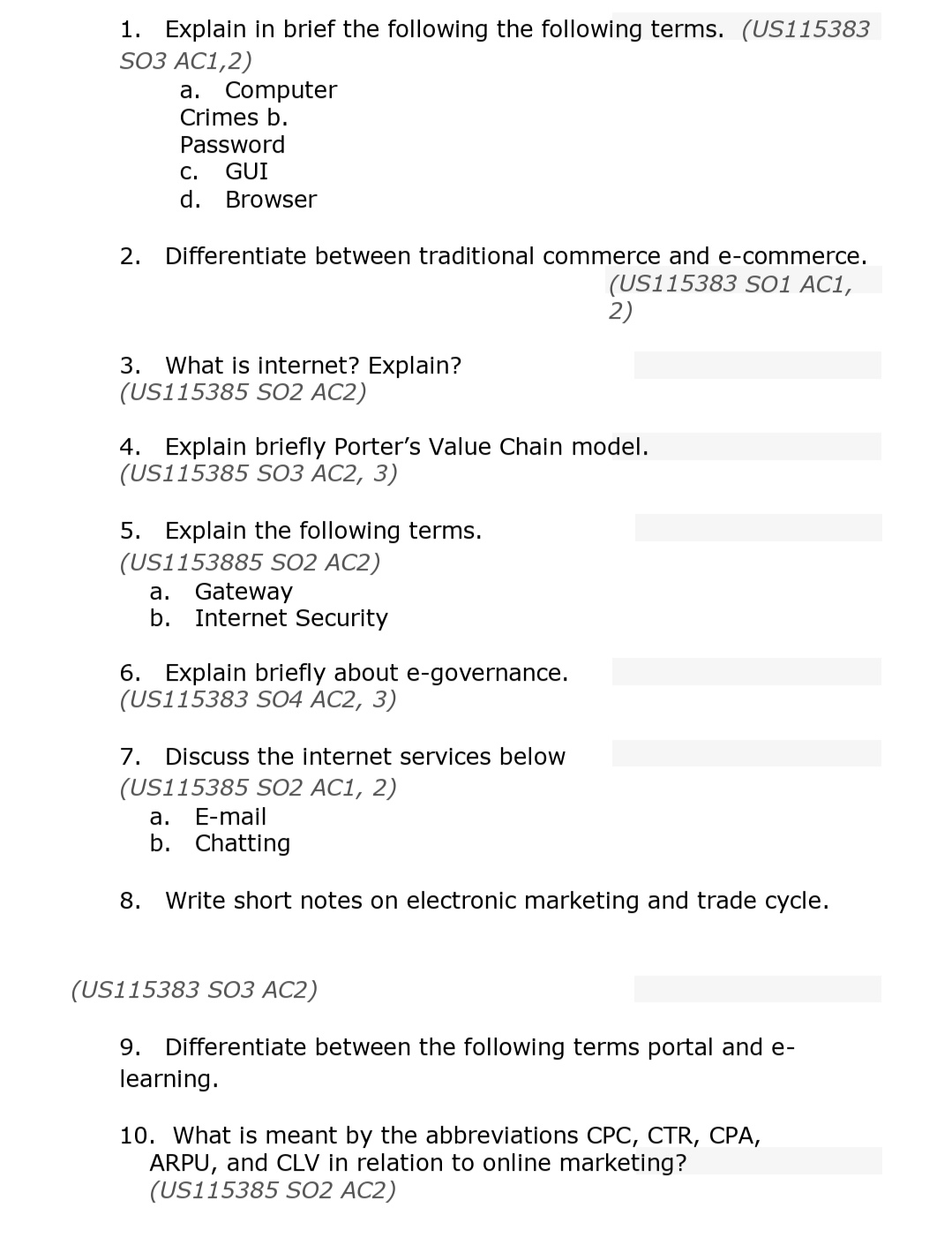 Solved 1. Explain in brief the following the following | Chegg.com