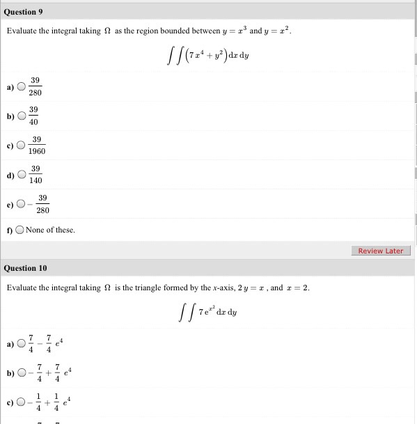 Solved Evaluate the integral taking Ohm as the region | Chegg.com