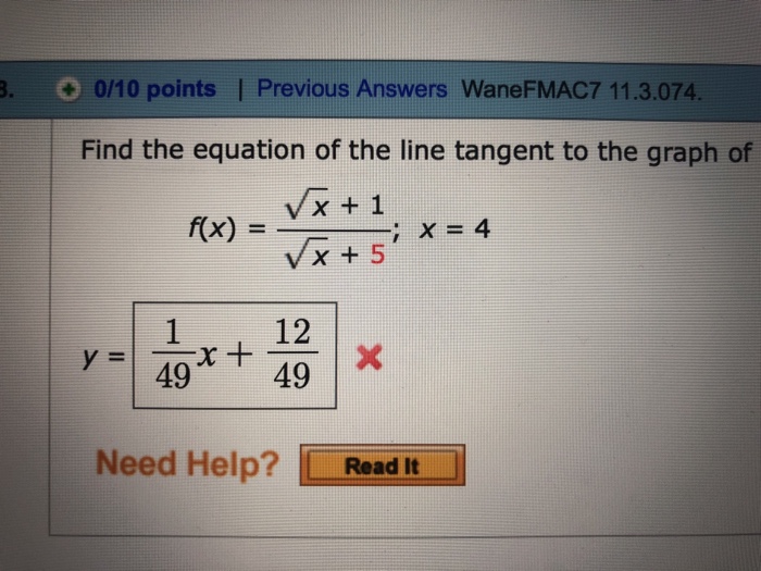 Solved Find the equation of the tangent line to the graph of | Chegg.com