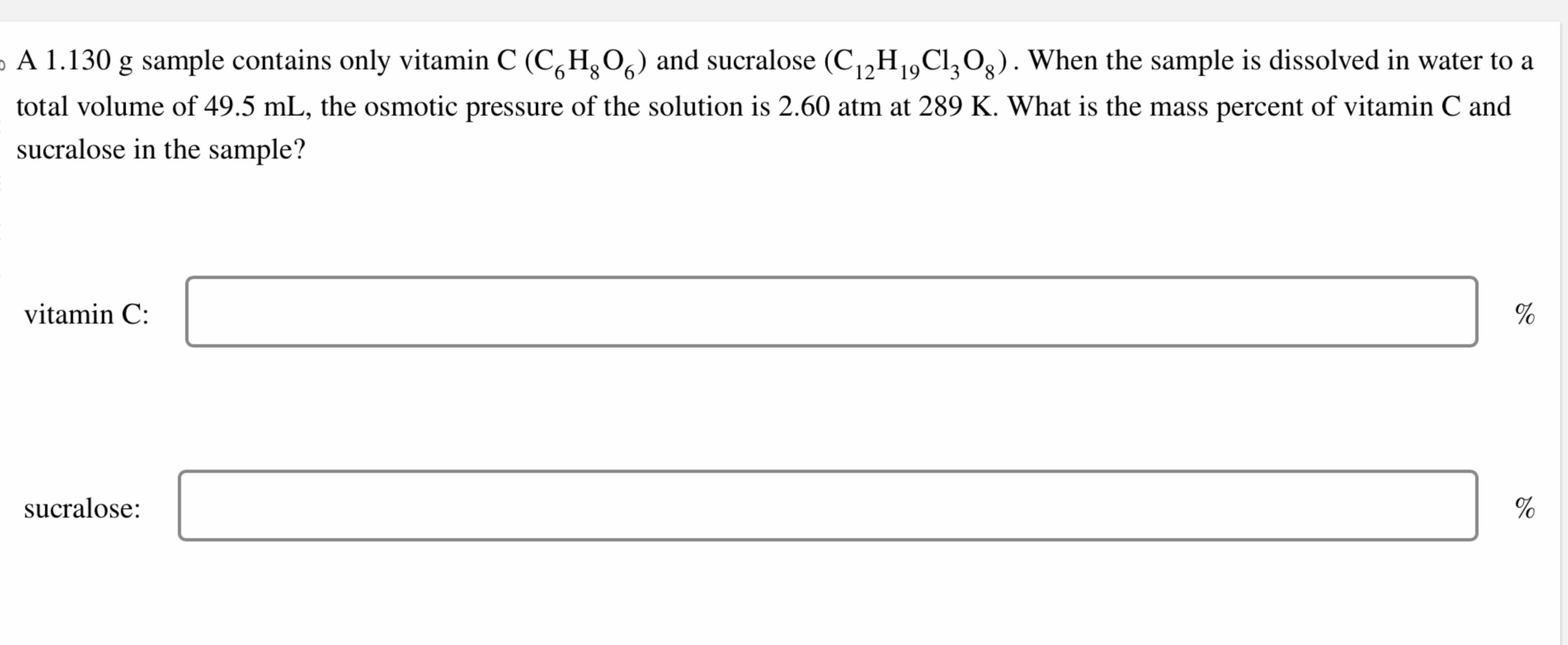 A 1.130g ﻿sample contains only vitamin C(C6H8O6) ﻿and | Chegg.com