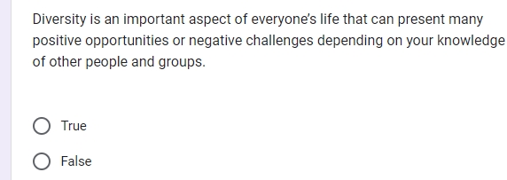 Solved Diversity is an important aspect of everyone's life | Chegg.com