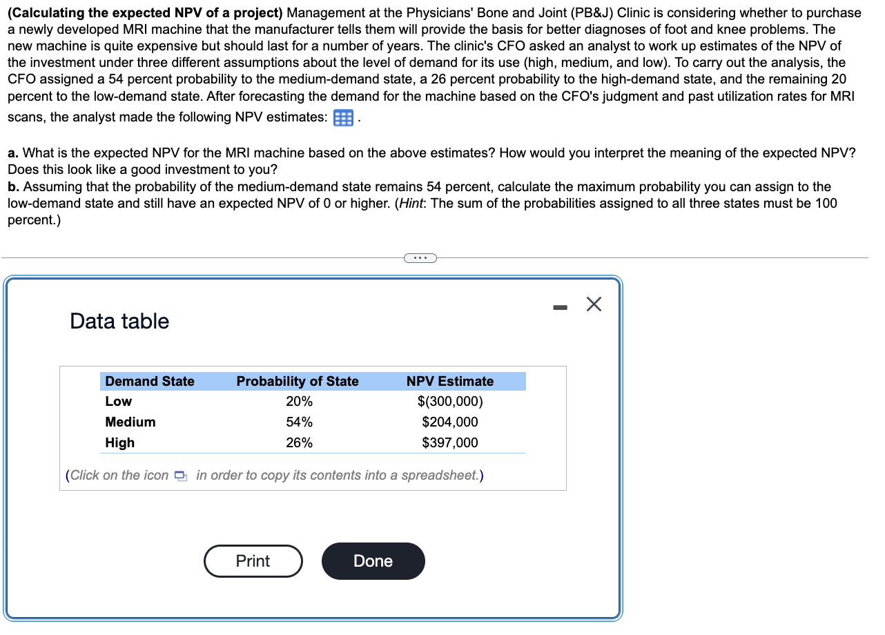 Solved (Calculating the expected NPV of a project) | Chegg.com