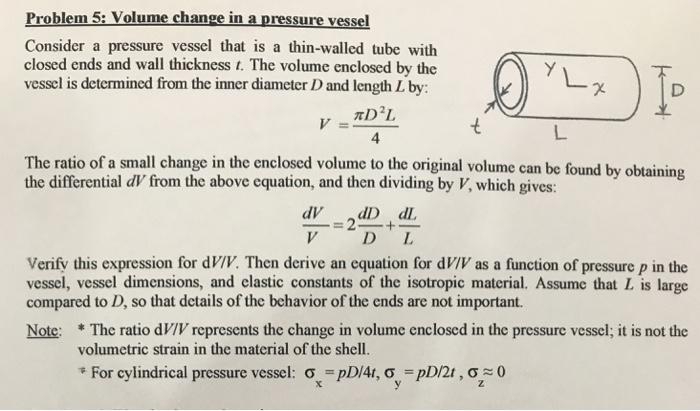 Solved Problem 5: Volume change in a pressure vessel | Chegg.com