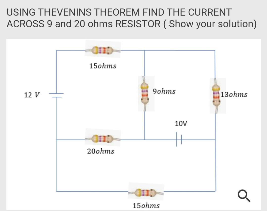 Solved Using Thevenins Theorem Find The Current Across 9 And