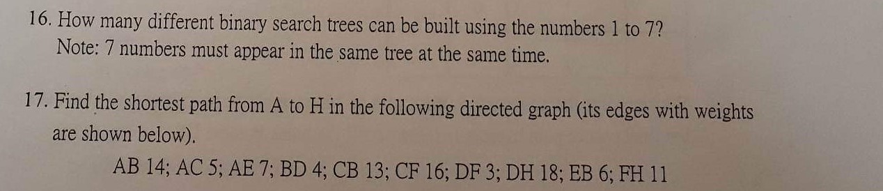 Solved How Many Different Binary Search Trees Can Be Built