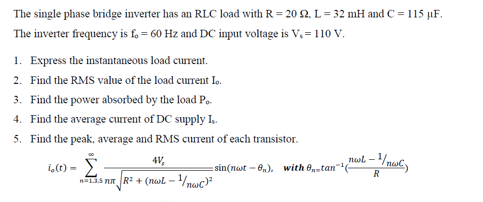 Solved Find the peak, average and RMS current of each | Chegg.com