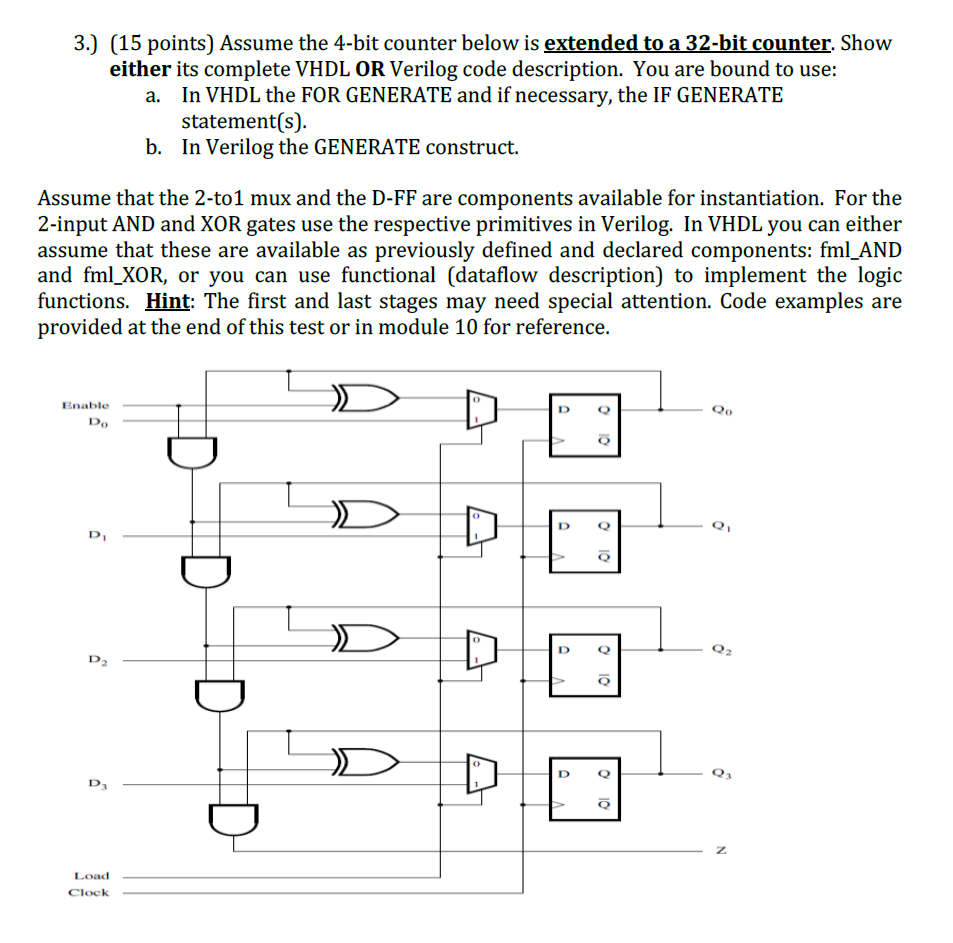 3.) (15 points) Assume the 4-bit counter below is | Chegg.com