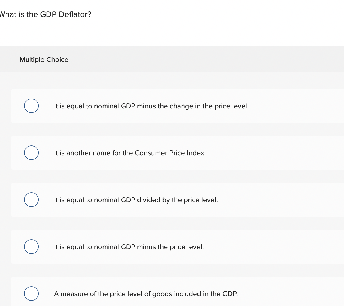 Solved What is the GDP Deflator?Multiple ChoiceIt is equal | Chegg.com