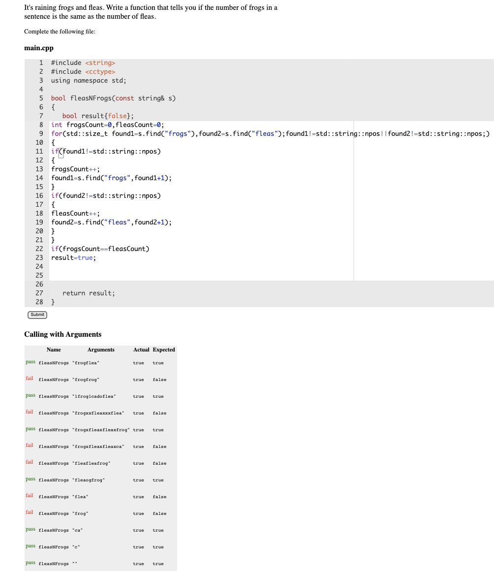 Solved It's raining frogs and fleas. Write a function that | Chegg.com