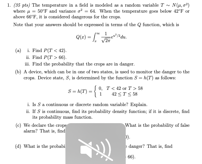 Solved 1. (35 pts) The temperature in a field is modeled as | Chegg.com