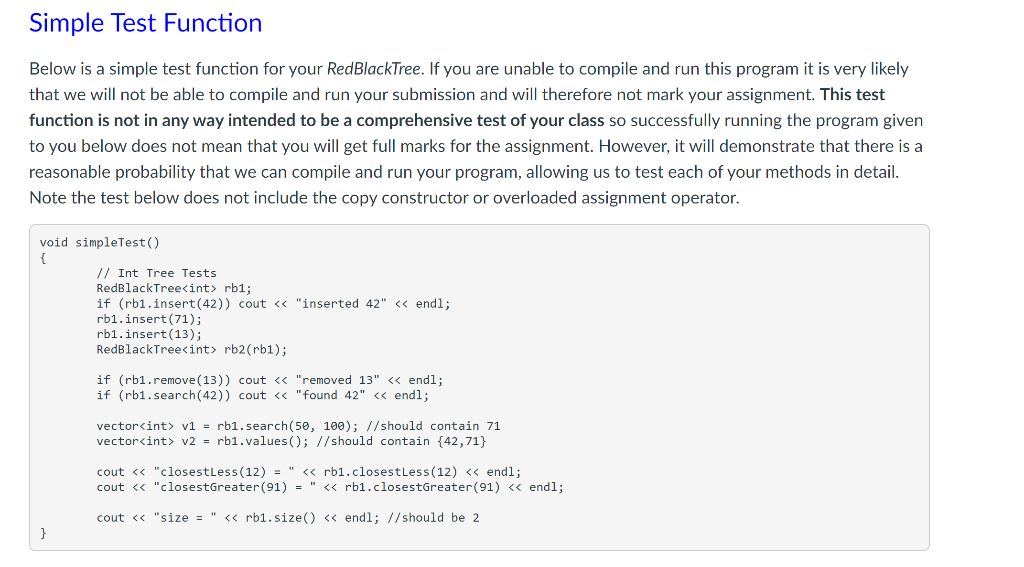 Please write the .h file called RedBlackTree.h | Chegg.com