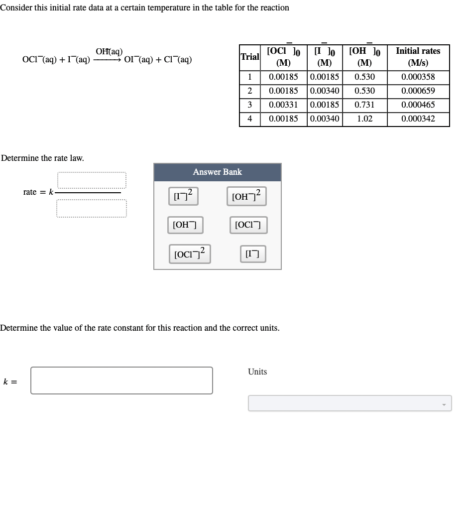 Solved Consider This Initial Rate Data At A Certain