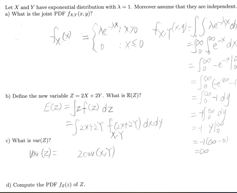 Solved Let X and Y have exponential distribution with λ=1. | Chegg.com