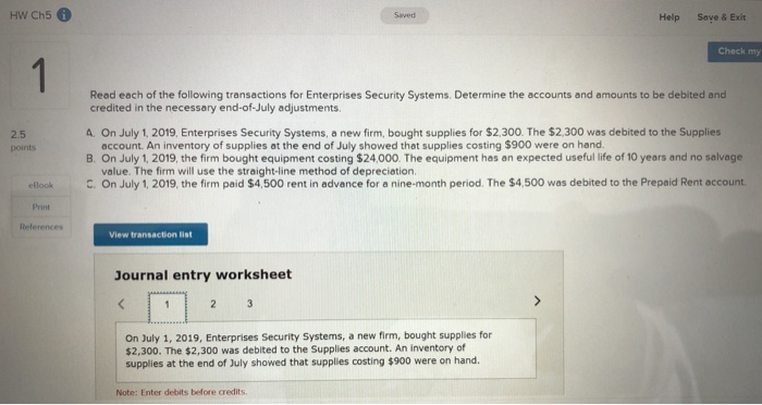 Solved HW Ch5 Saved Help Save& Exit Check my 1 Read each of | Chegg.com