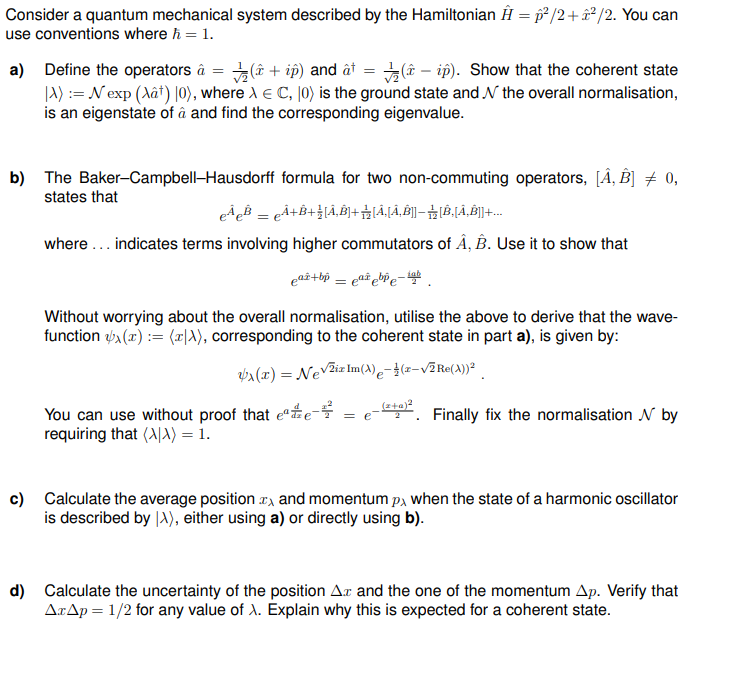 Solved Consider a quantum mechanical system described by the | Chegg.com