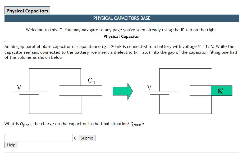 Solved An air-gap parallel plate capacitor of capacitance C0 | Chegg.com