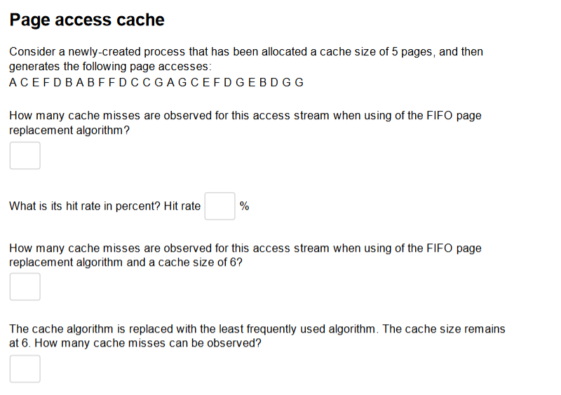 Solved Page access cache Consider a newly-created process | Chegg.com