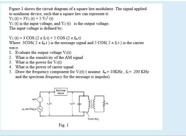 Solved Figure 1 shows the circuit diagram of a square law | Chegg.com