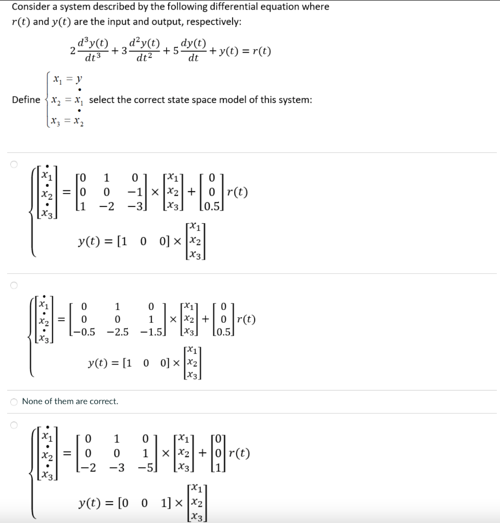 Solved Consider a system described by the following | Chegg.com