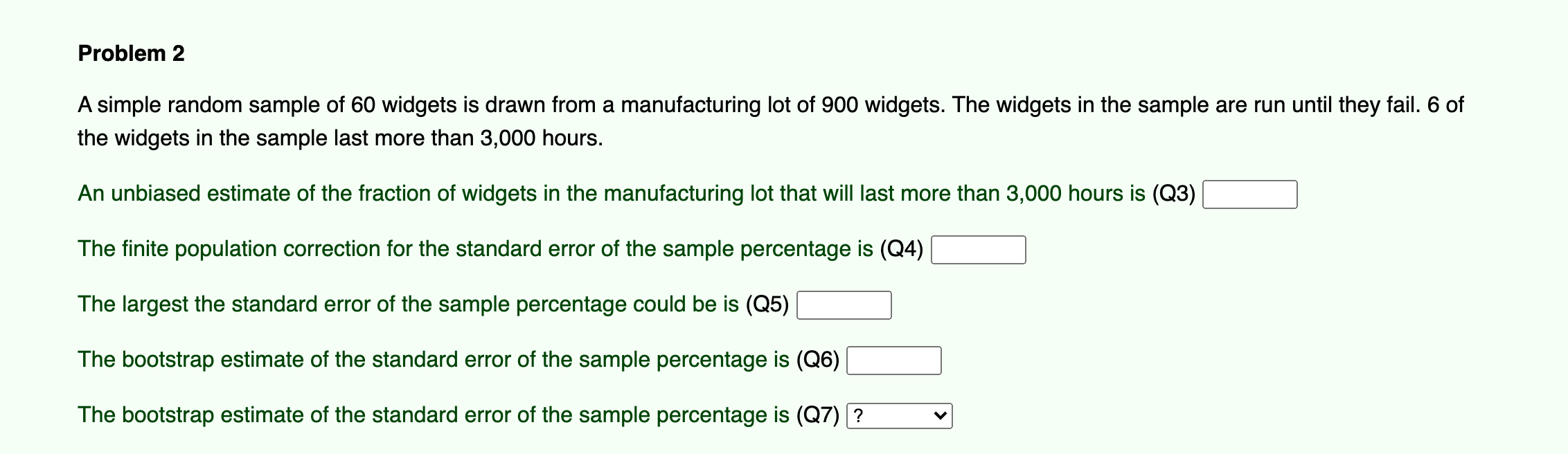 Solved Problem 2 A simple random sample of 60 widgets is | Chegg.com