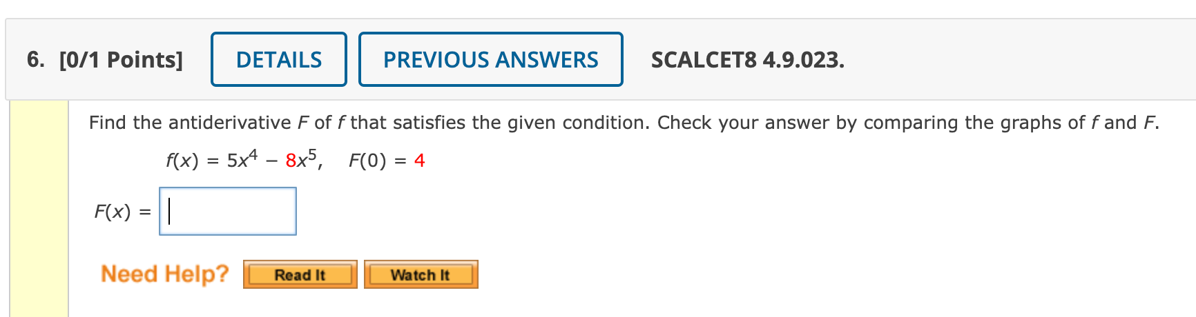 Solved 6. [0/1 Points] SCALCET8 4.9.023. Find the | Chegg.com