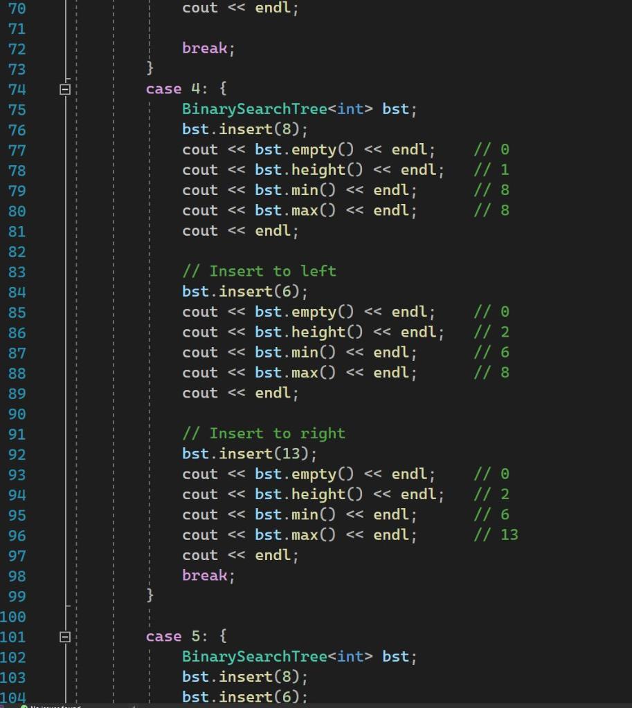 Solved C++ The Binary Search Tree class has several public | Chegg.com