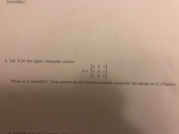 Solved Let A Be The Upper Triangular Matrix A [a 0 0 B 0d