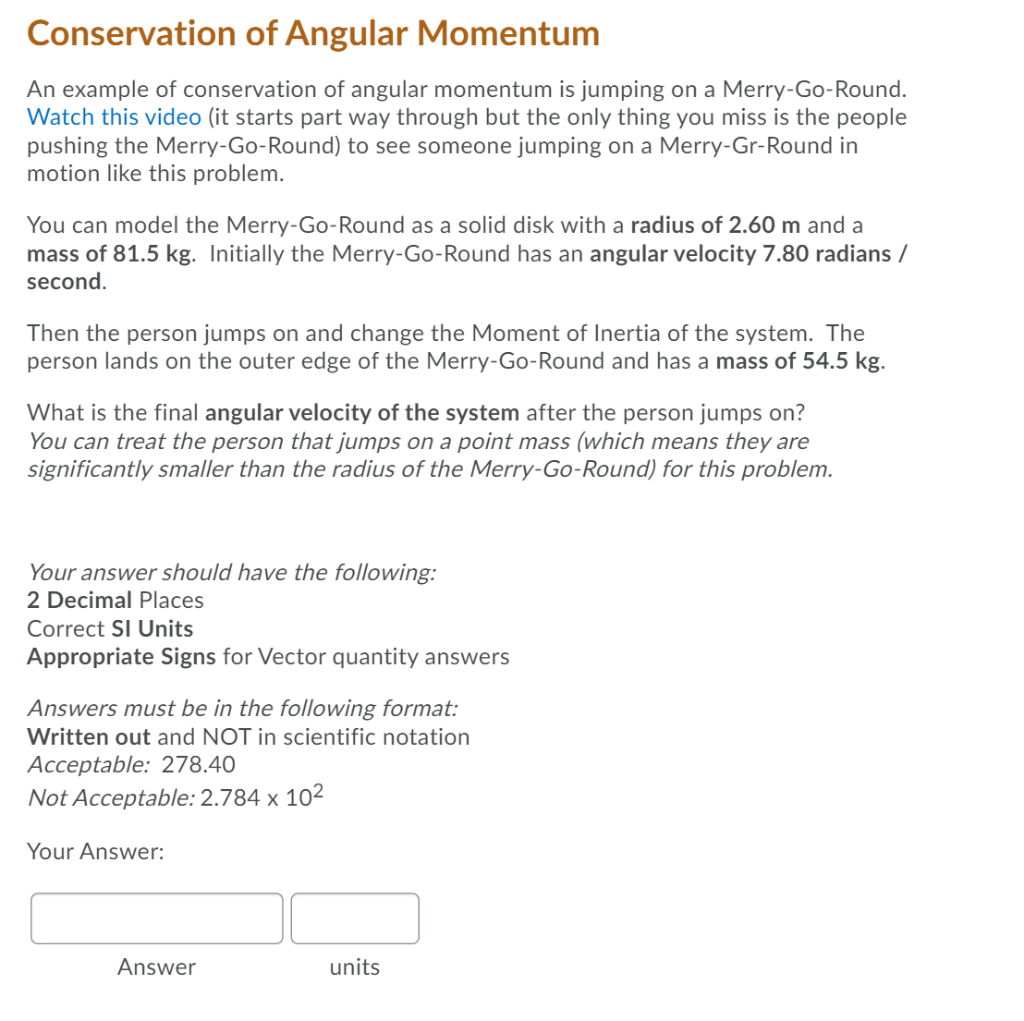 Solved Conservation of Angular Momentum An example of | Chegg.com