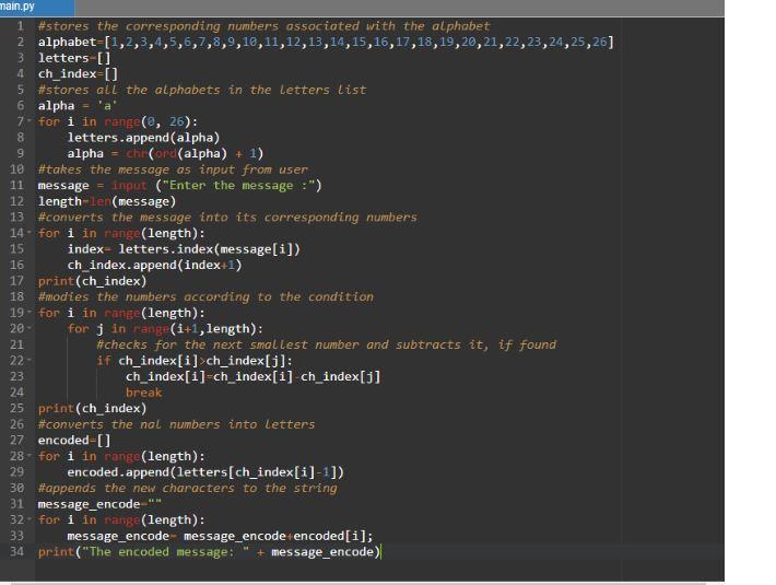 Solved main.py 1 3 #stores the corresponding numbers | Chegg.com