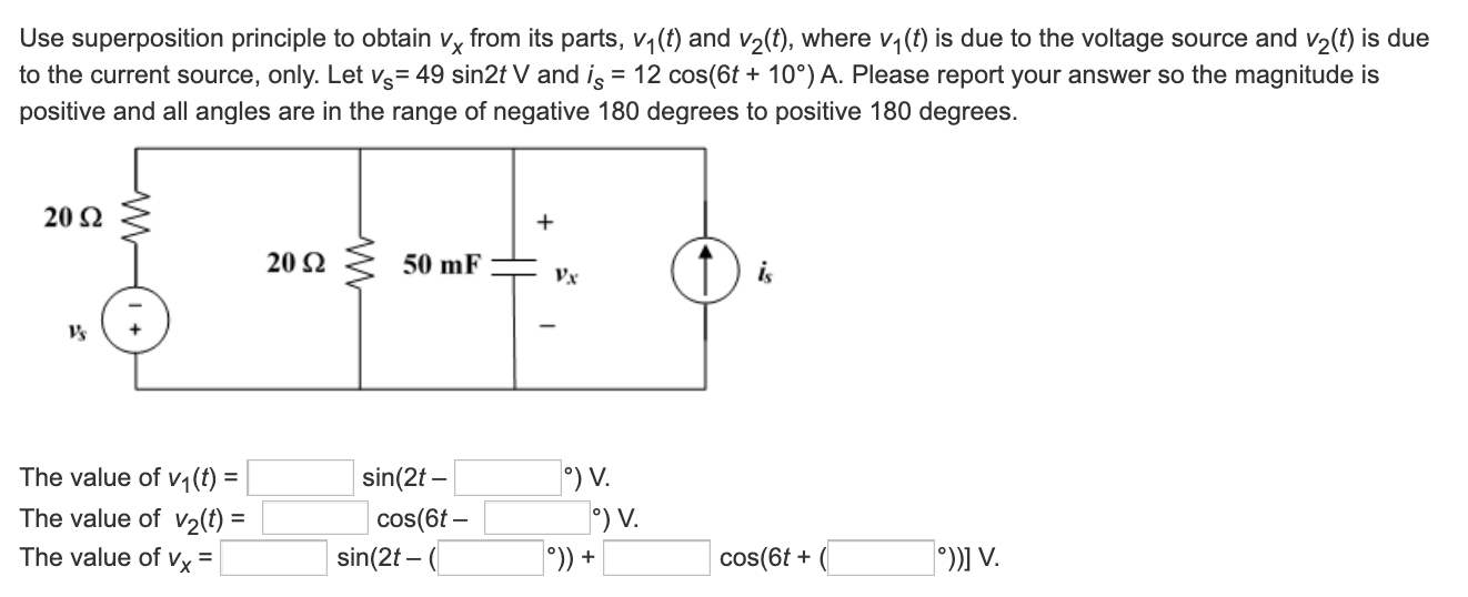 Solved Use superposition principle to obtain vx from its | Chegg.com