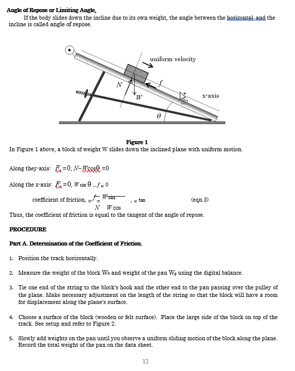 Solved EXPERIMENT NO. 102 FRICTION INTRODUCTION Any object | Chegg.com