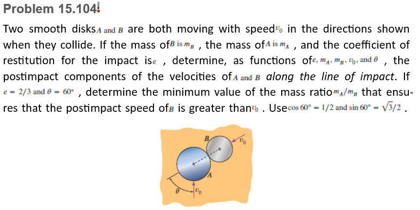 Solved Two smooth disks A and B are both moving with speed | Chegg.com