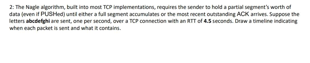 Solved 2 The Nagle Algorithm Built Into Most Tcp 5461