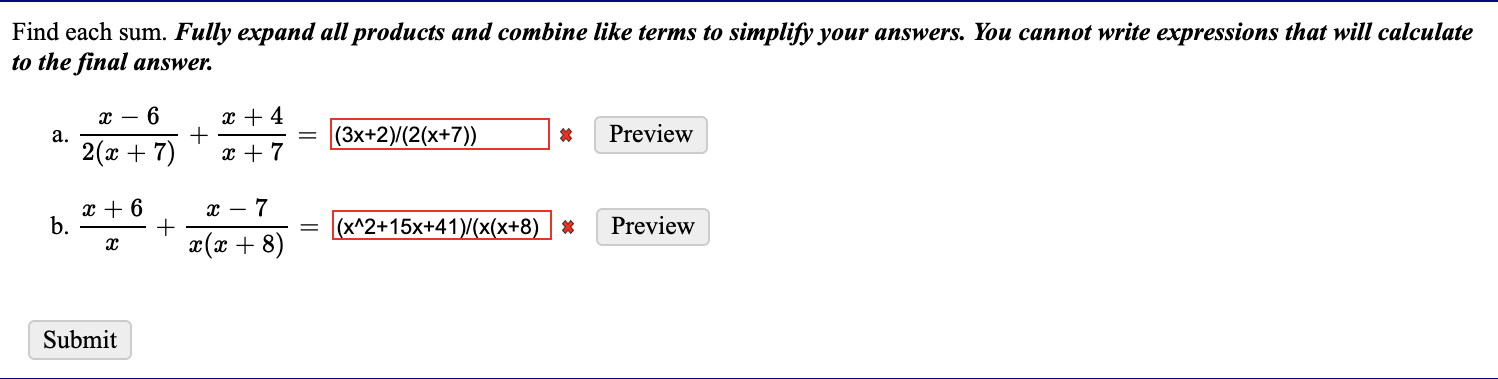 Solved Find each sum. Fully expand all products and combine | Chegg.com