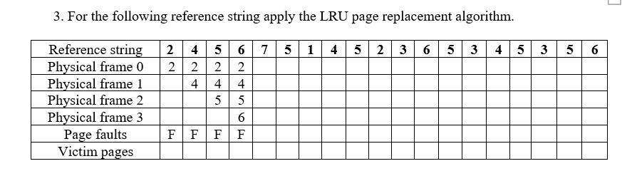 Solved 3. For the following reference string apply the LRU | Chegg.com