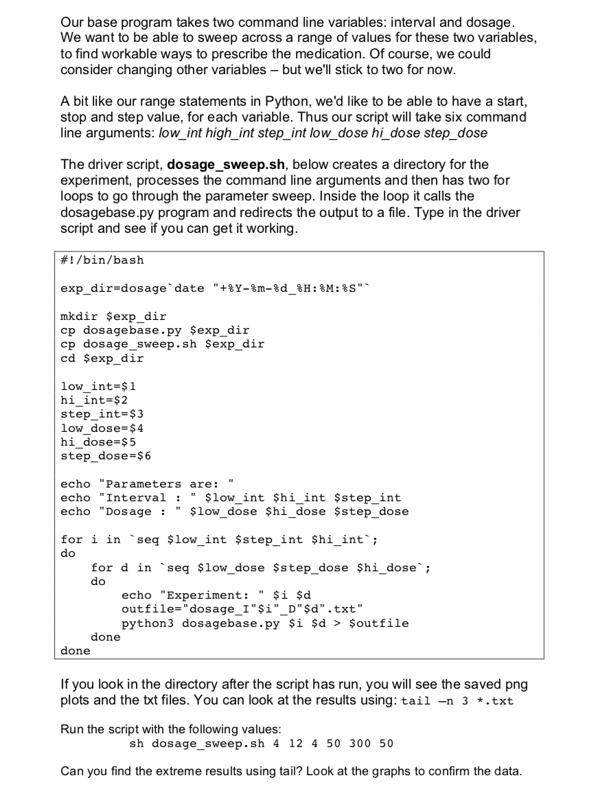 Our base program takes two command line variables: | Chegg.com