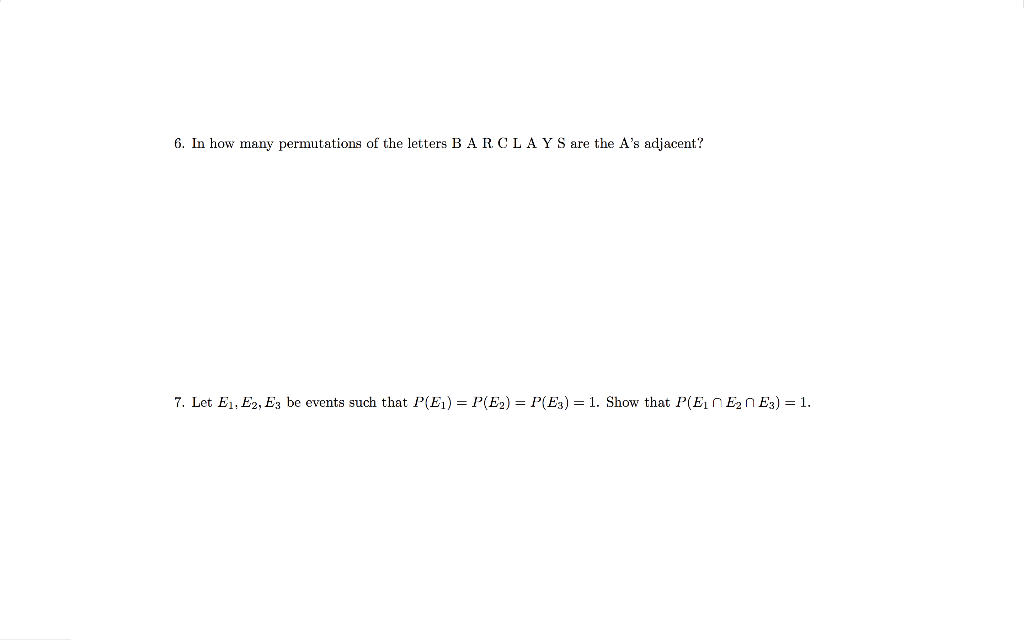 Solved 6. In how many permutations of the letters B ARCLA Y | Chegg.com