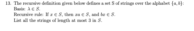 Solved 13. The recursive definition given below defines a | Chegg.com