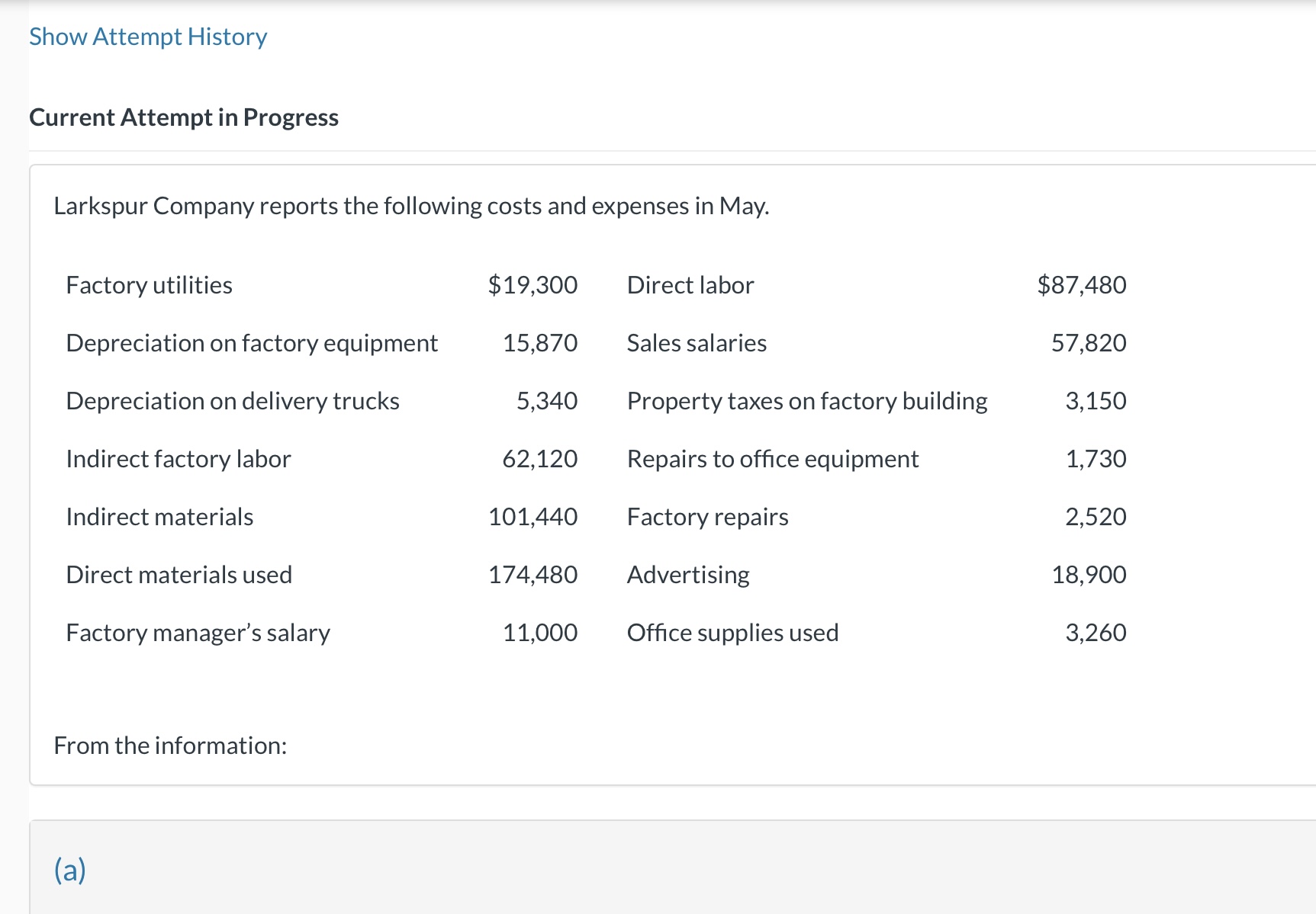 Solved Show Attempt History Current Attempt in Progress | Chegg.com