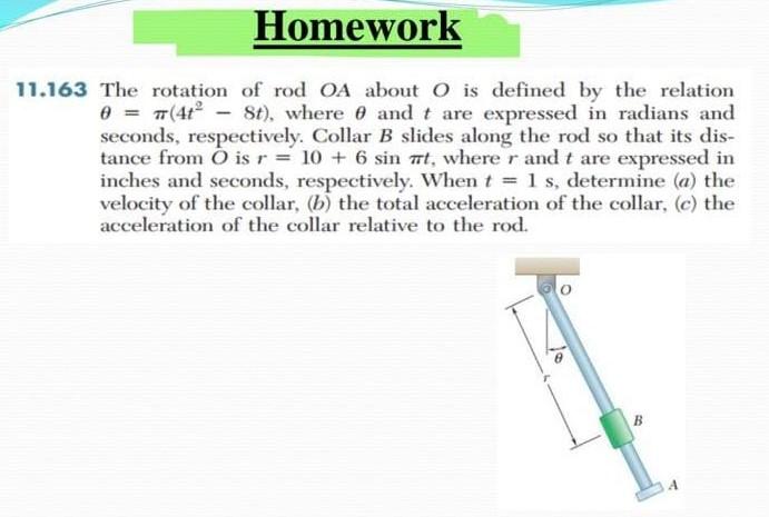 Solved 1.163 The rotation of rod OA about O is defined by | Chegg.com