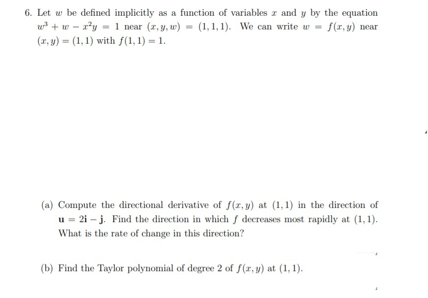 Solved 6 Let W Be Defined Implicitly As A Function Of 5315