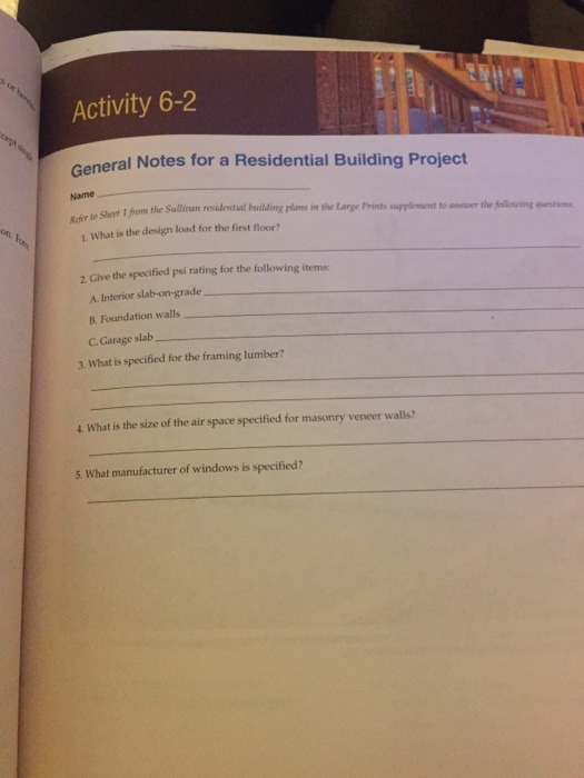 Activity 6-2 General Notes for a Residential Building | Chegg.com