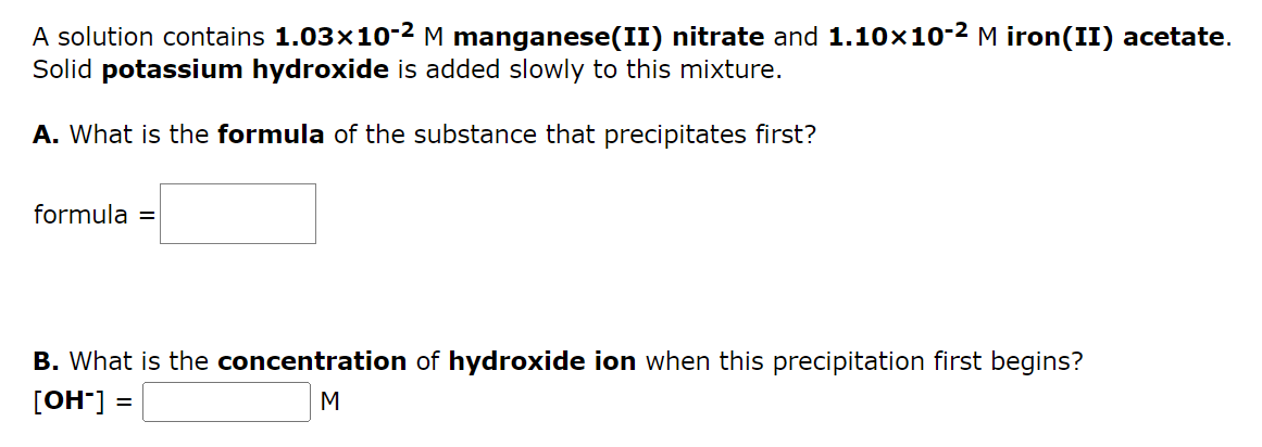 Solved A solution contains 1.03x10-2 M manganese(II) nitrate | Chegg.com
