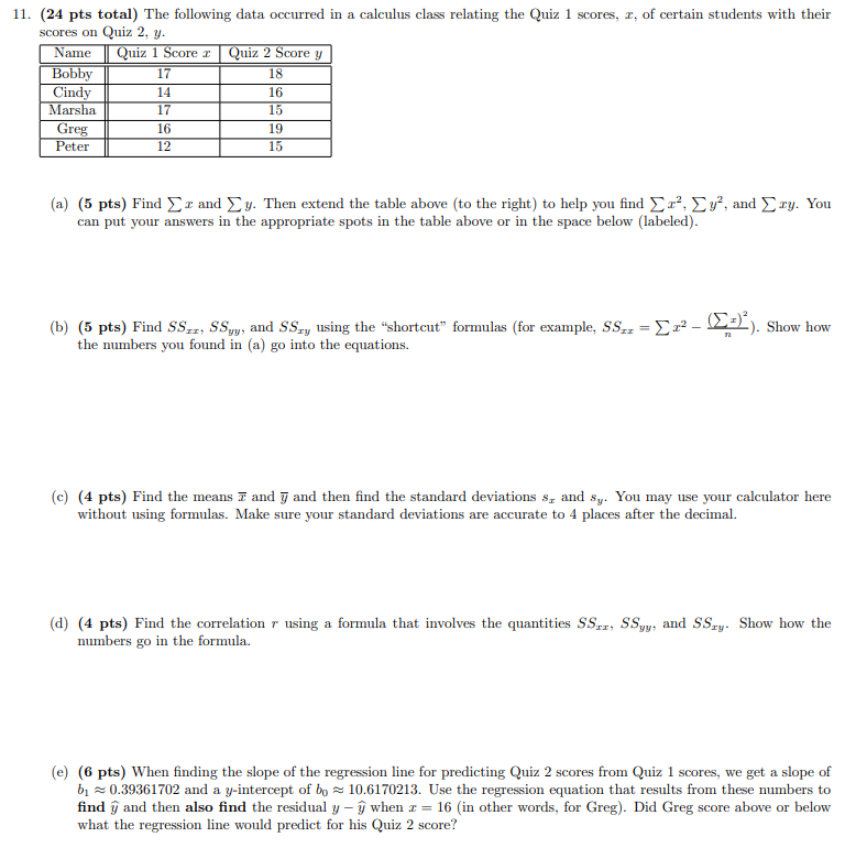 Solved 1. (24 pts total) The following data occurred in a | Chegg.com