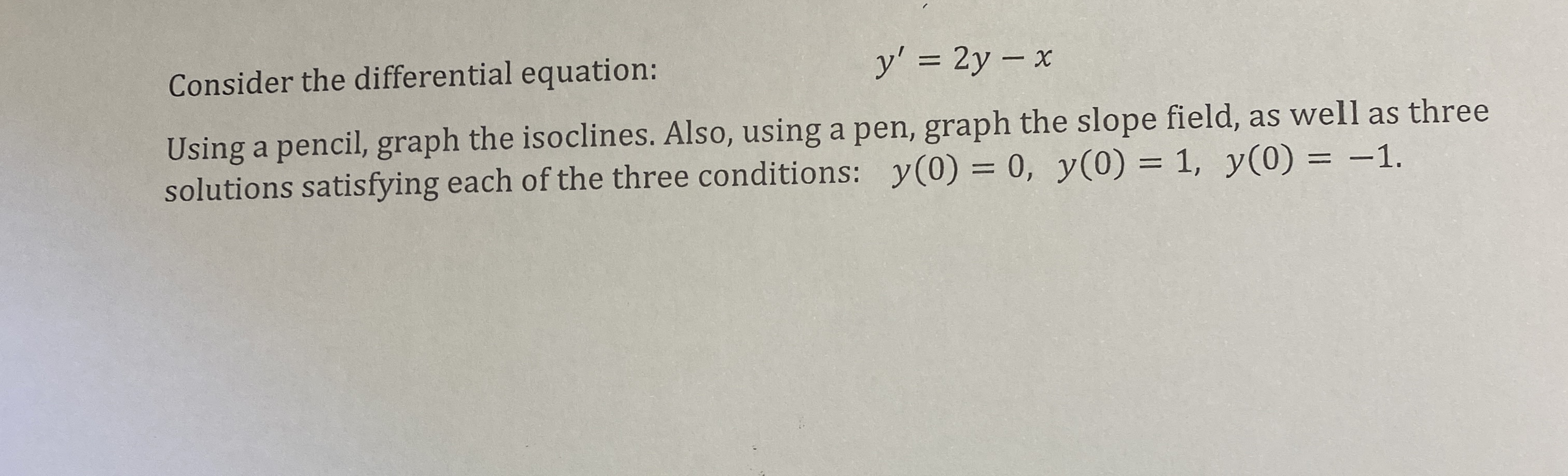 Solved Consider the differential equation: y′=2y−x Using a | Chegg.com