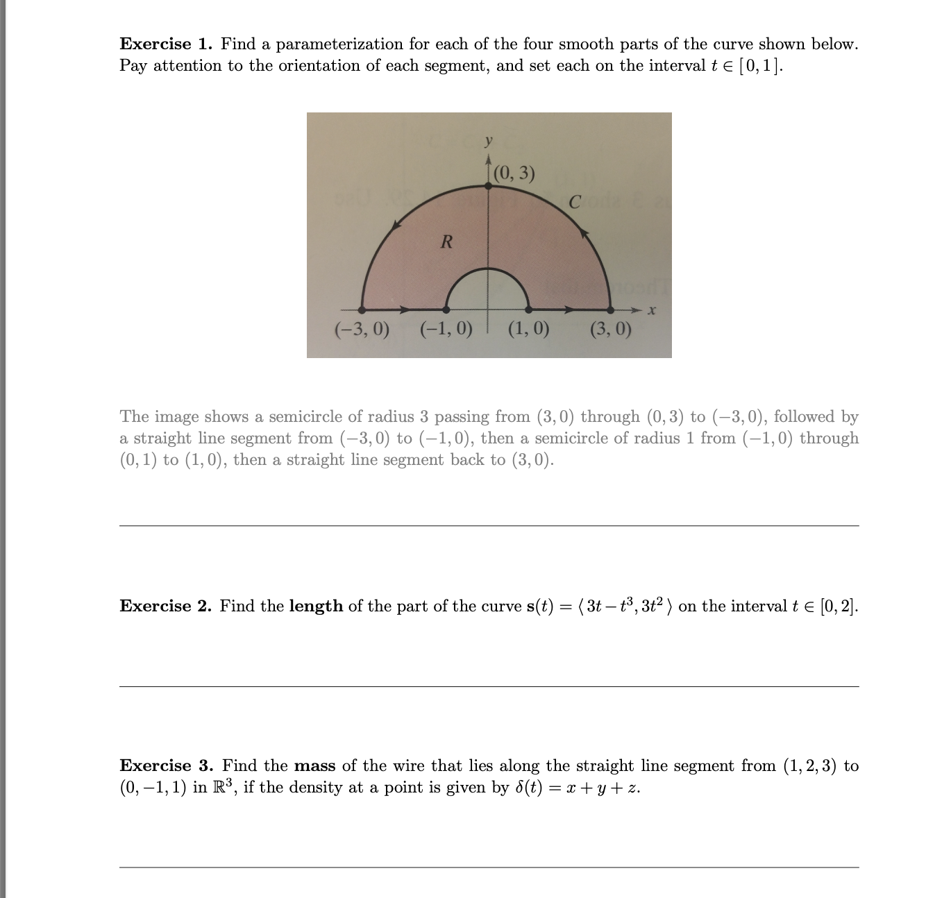 Solved Exercise 1. ﻿Find a parameterization for each of the | Chegg.com