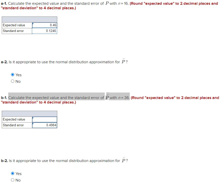 Solved a-1. Calculate the expected value and the standard | Chegg.com