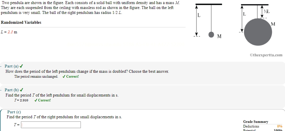 Solved Part (a) How does the period of the left pendulum | Chegg.com